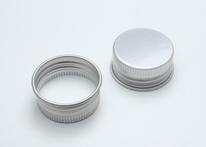 28mm Silver Screw Caps , Custom Aluminum Screw Covers For Screw Bottle